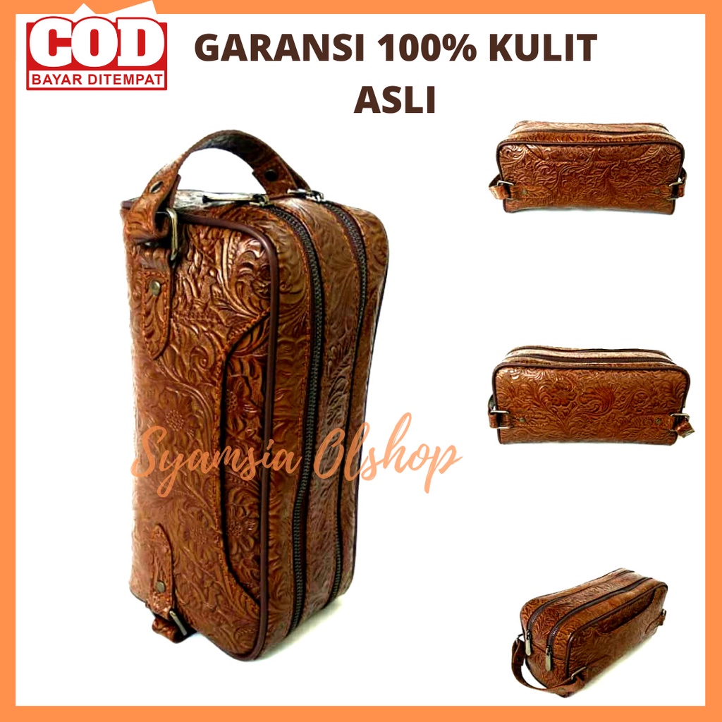 Jual Syamsia - Tas Handbag Pouch Pria Wanita Kulit Sapi Asli Travel ...