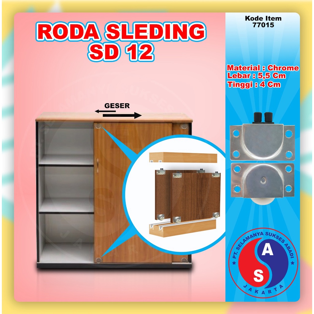 Jual Roda Pintu Lemari Geser / Sliding SD 12 / RODA SLEDING BESI BOX ...