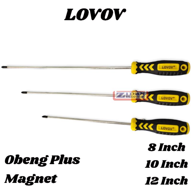 Jual Obeng Panjang Plus Magnet 8 10 12 Inch Gagang Karet / Obeng Plus ...