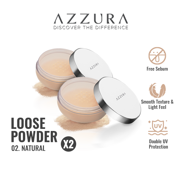 Jual AZZURA Loose Powder Bedak Tabur 02 Natural X 2 | Shopee Indonesia