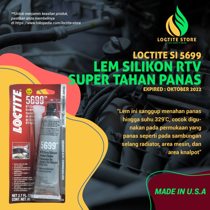 Jual LEM SILIKON GASKET RTV UNTUK PAKING DAN RADIATOR LOCTITE SI 5699 ...