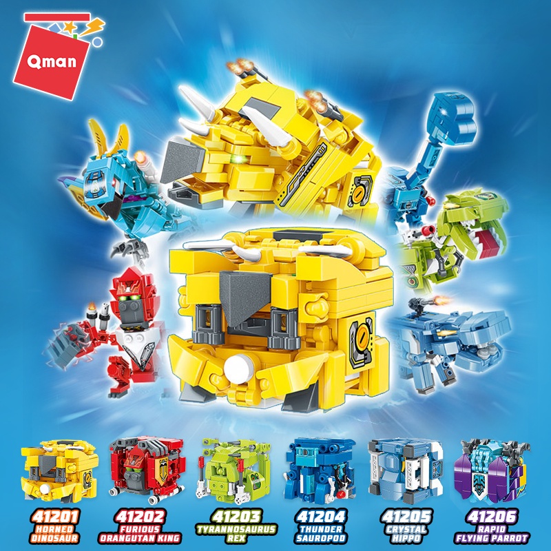 Jual Qman Brick Dinosaurs Toy Dino Rex Robot Magic Cube Direct ...