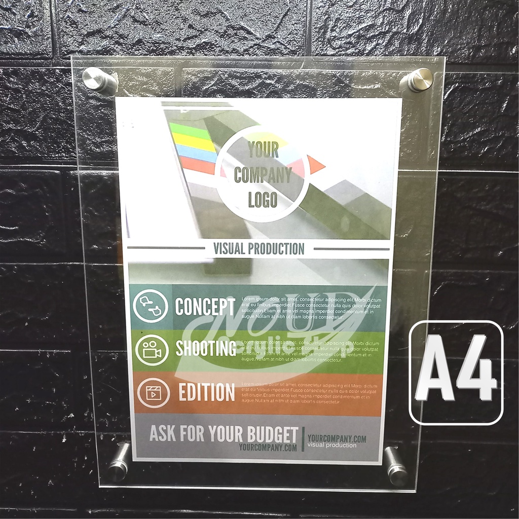 Jual Frame Akrilik Papan Iklan Display Poster Dinding Ukuran A4 ...