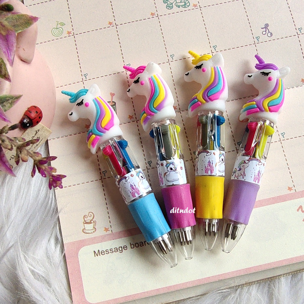 Jual Mini Pen 4 Color Karakter Bts Dan Unicorn Pulpen Mini 4 In 1 BTS ...