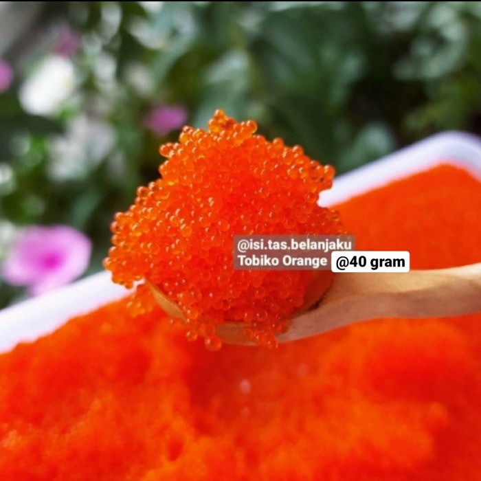 Jual tobiko orange flying fish roe 50 gr telur ikan vacuum zipper ...