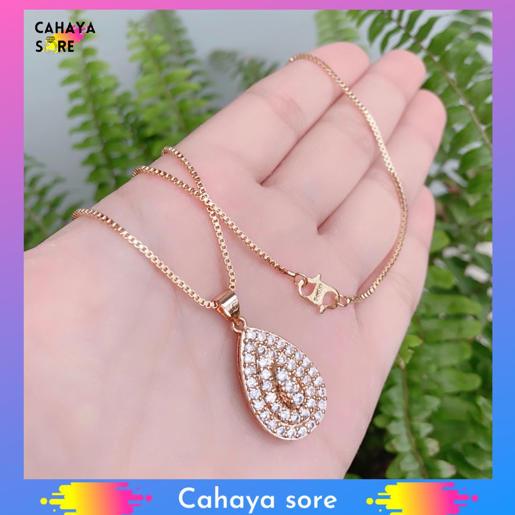 Jual Kalung Xuping Gold Kalung Dewasa Model Italy Liontin Permata Oval ...