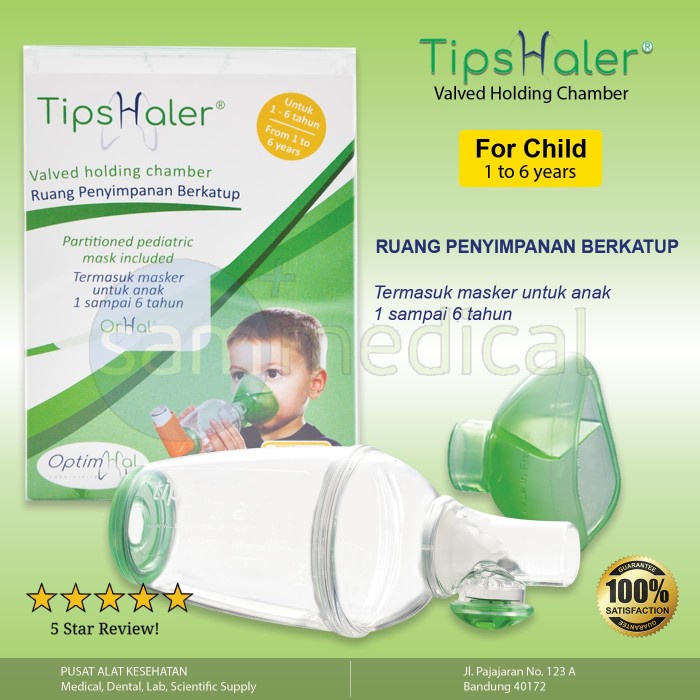Jual TipsHaler Aerochamber aerospacer Pediatric atau anak 1 sampai 6 ...