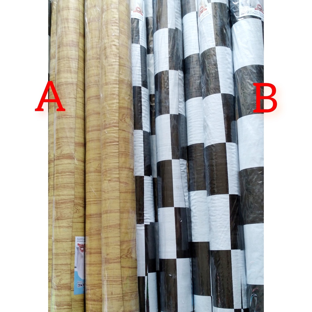 Jual KARPET LANTAI 1 ROLL PLASTIK VYNIL MOTIF KAYU CATUR KOTAK HITAM ...