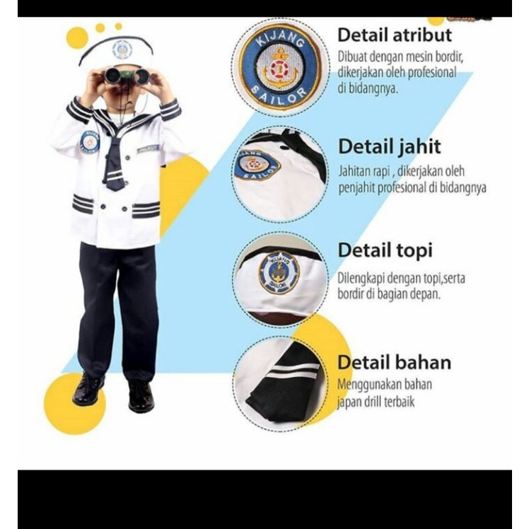 Jual PAKAIAN PROFESI PELAUT / POPEYE / SAILOR ANAK 3-12 TAHUN | Shopee ...