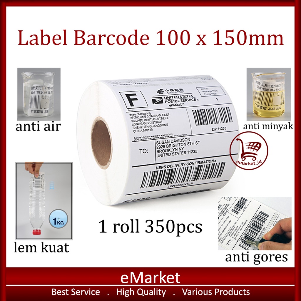 Jual Kertas Thermal Label Barcode 100 x 150 mm A6 / Sticker Termal Printer | Shopee Indonesia