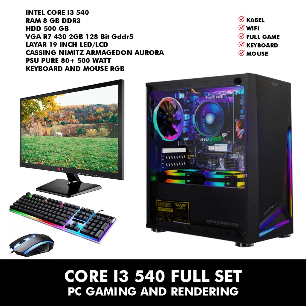 Jual PC GAMING CORE I3 540 RAM 4 GB 250 GB LAYAR 19 INCH | Shopee Indonesia