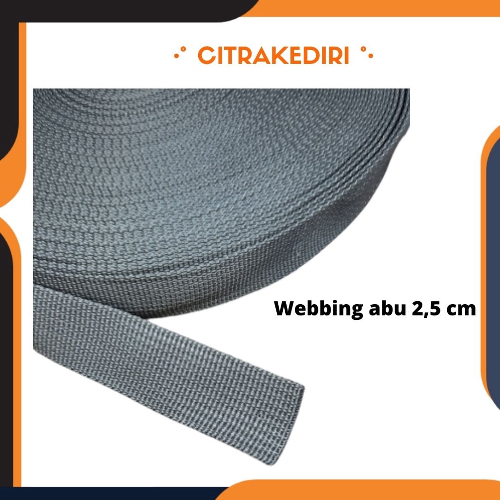 Jual Tali Webbing Abu 2,5 cm tas kerajinan tangan aksesoris souvenir ...