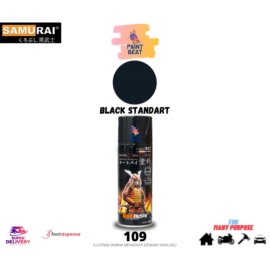Jual Samurai Paint 109 - Black / Hitam Polos Cat Semprot Cat Semprot ...