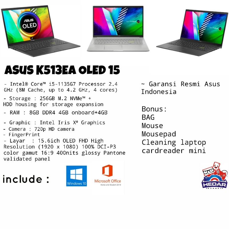 Jual Asus K513EA i5 1135G7 8GB RAM 256GB SSD Iris Xe W10 OHS 15 FHD ...