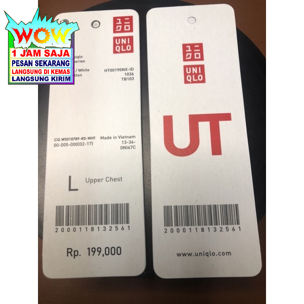 Jual UNIQLO T-SHIRT PRICE TAG BARCODE SUPER PREMIUM CO 1X DI KIRIM ...