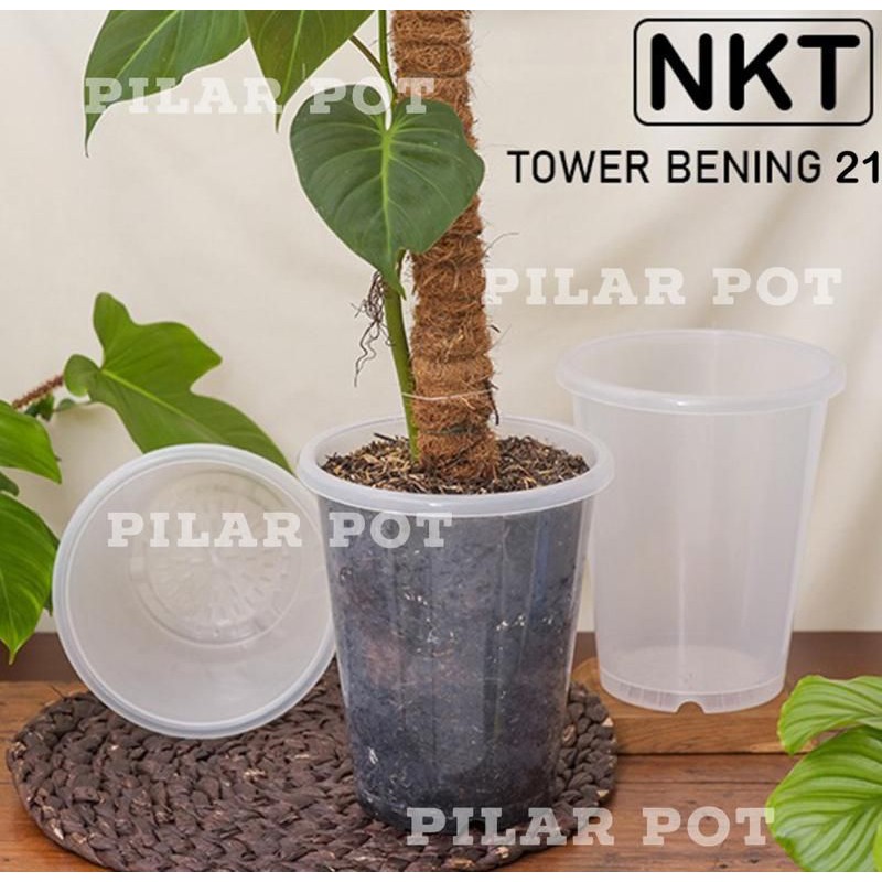 Jual pot bunga tanaman tinggi nkt tower bening trasparan 21cm - nkt ...