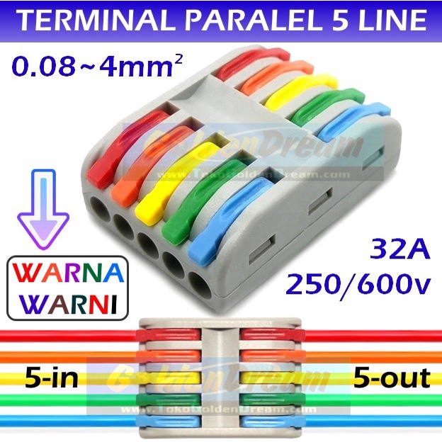Jual Terminal Paralel 5 Line Sambungan Jalur Kabel Konektor Connector ...