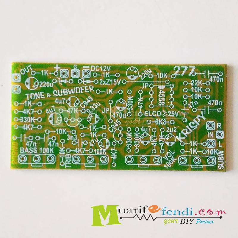 Jual PCB Tone Control Mono subwoofer IC opAmp 4558 Treble subwoofer ...