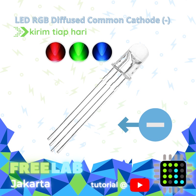 Jual LED RGB Diffused Common Cathode 5mm 4 kaki Multicolor Ultra Bright ...