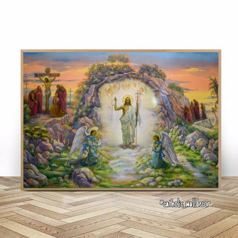 Jual Poster kayu Hiasan dinding Rohani Kristen Katolik Tema Paskah ...