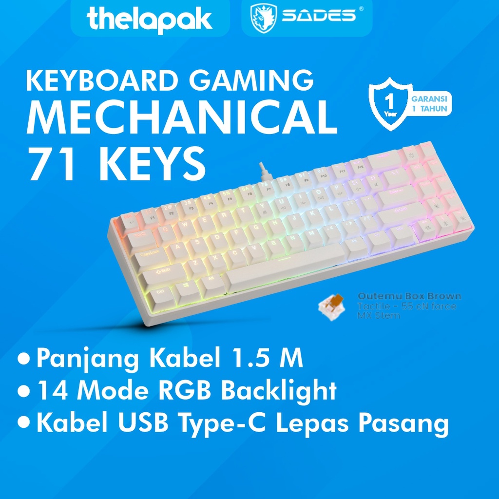 Jual Keyboard Gaming Mechanical Mini Sades Tenka SK-871 RGB Backlight ...