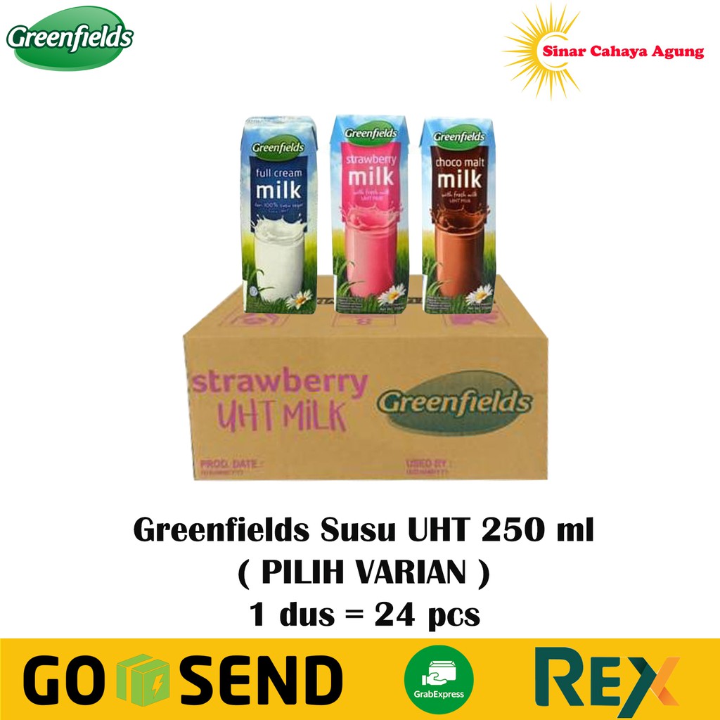 Jual (1 dus = 24 pcs) Susu UHT Greenfields Greenfield 250 ml | Shopee ...