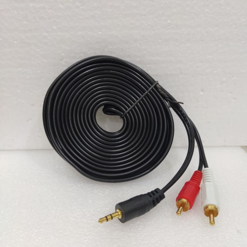 Jual Kabel Audio 2 ke 1 Panjang 5 METER | Kabel rca 2-1 | Kabel aux speaker 2 in 1 | jack 3.5 mm ...