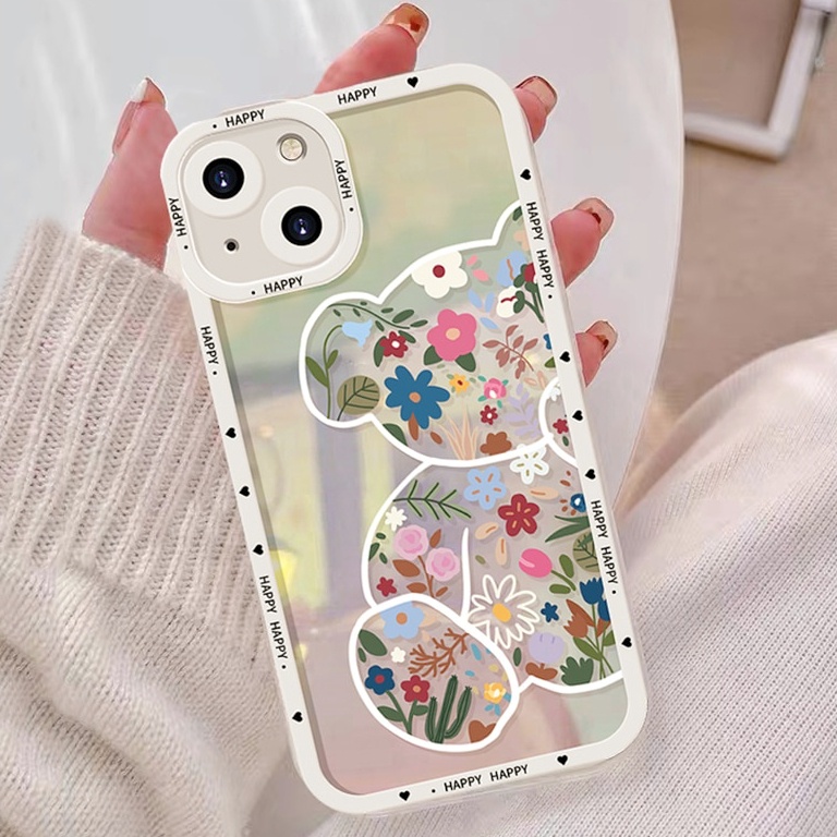Jual OPPO A3S, A7/A5S, A5 2020, A9 2020, A12, A11K - WHITE BEAR FLOWER LASER SOFT CASE CASING ...