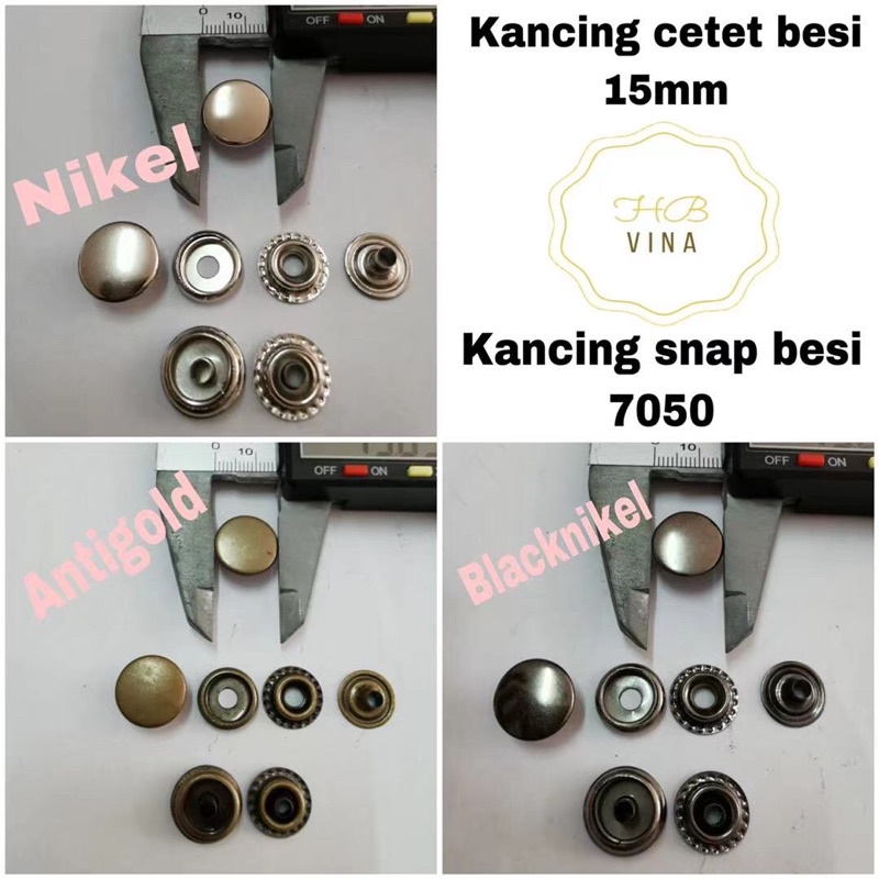Jual kancing cetet besi 15mm / kancing snap button 7050 / 5gross ...