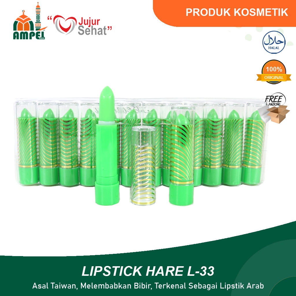 Jual Lipstik Herbal Arab Hare L-33 Strip Stick Asli Hijau Natural ...
