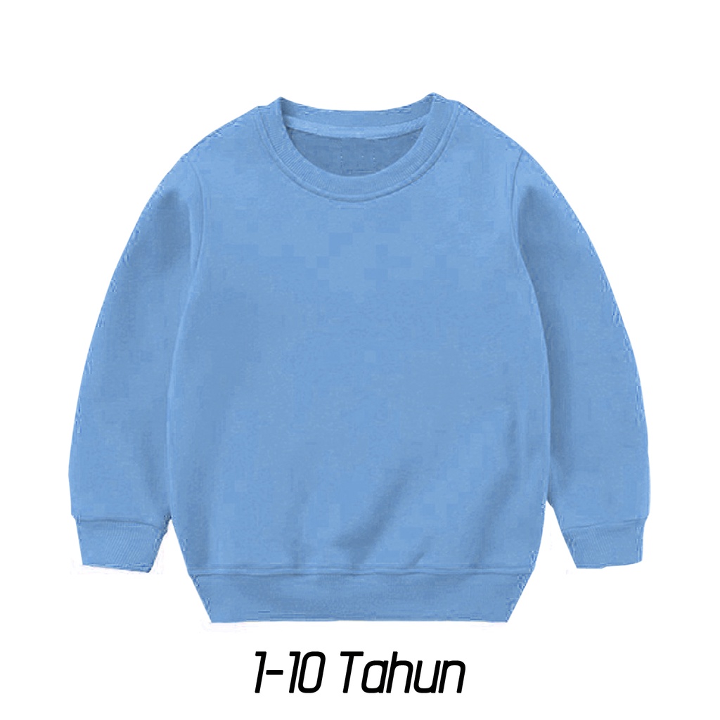 Jual CREWNECK ANAK 1-10 Tahun BASIC SWEATER POLOS ANAK S M L XL XXL ...