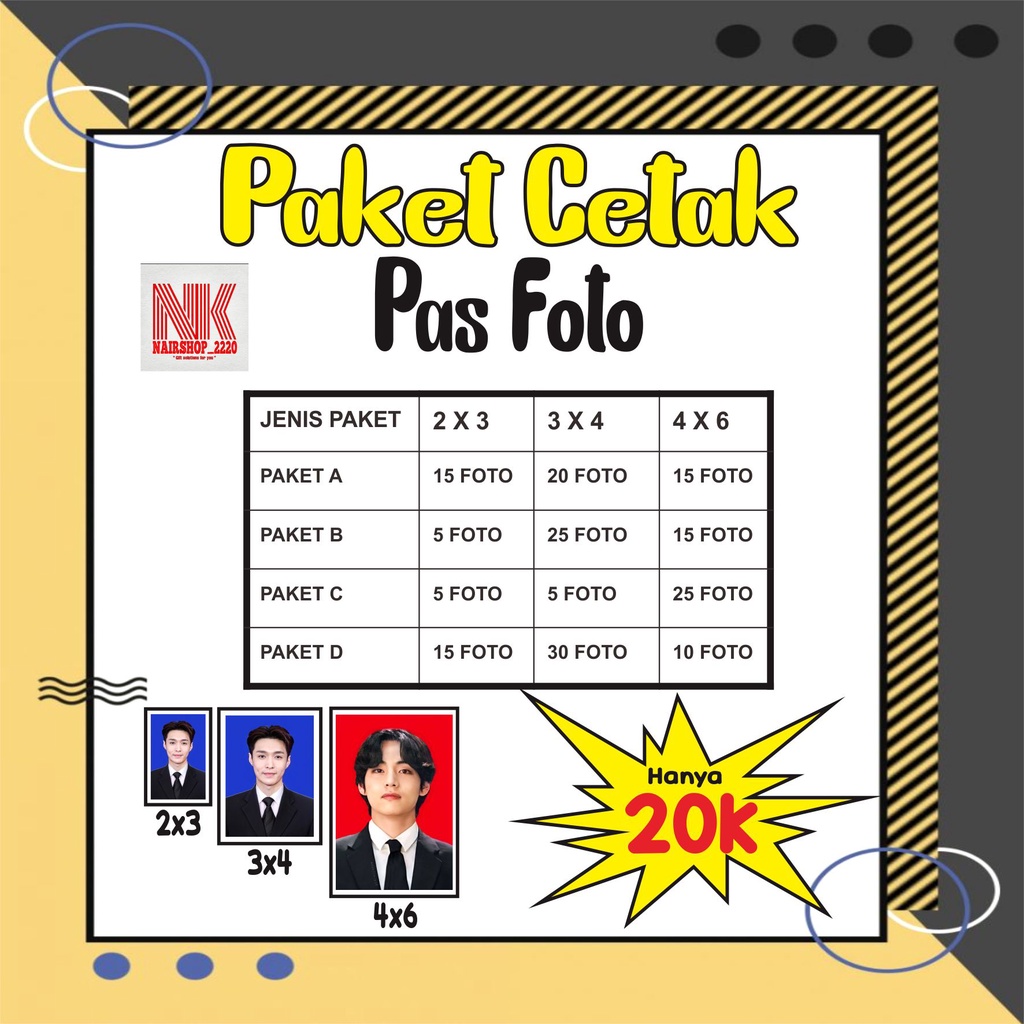 Jual PAKET CETAK PAS FOTO UKURAN 2X3 3X4 4X6 MURAH QUALITAS TERBAIK | Shopee Indonesia