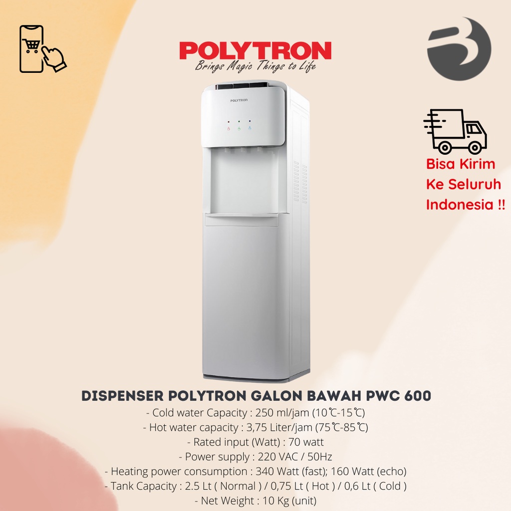 Jual DISPENSER POLYTRON GALON BAWAH PWC 600 / PWC 500 | Shopee Indonesia