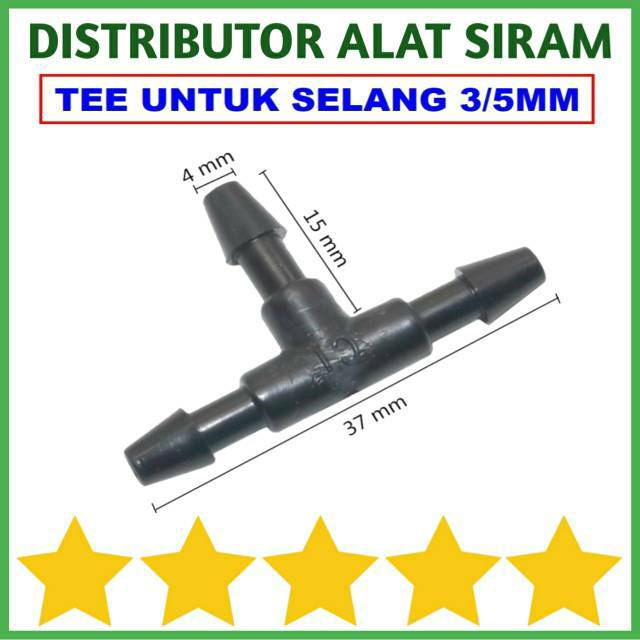 Jual KONETOR NEPEL TEE 5MM 3 ARAH CABANG FITTING T UNTUK SELANG PE 5 MM ...