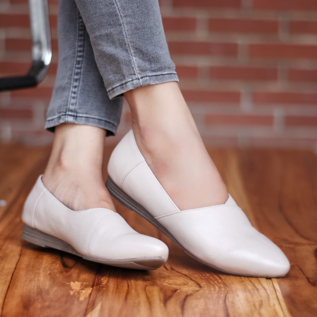 Jual Sepatu Wanita Kulit asli DENISHA Flat Shoes Cewek Casual Simpel ...