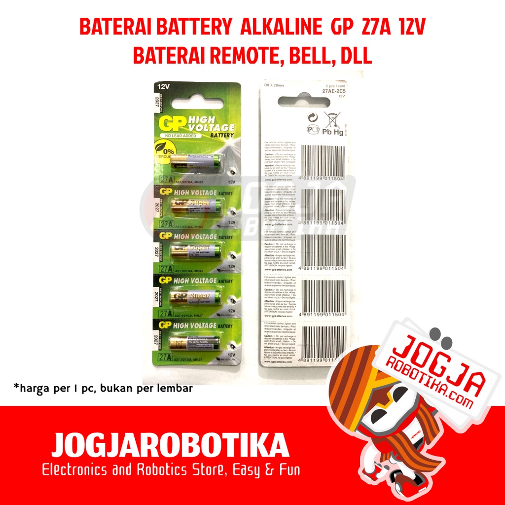 Jual Baterai Battery Remote Bell GP Super 27A 12V Alkaline GP27AF-2IL5 ...