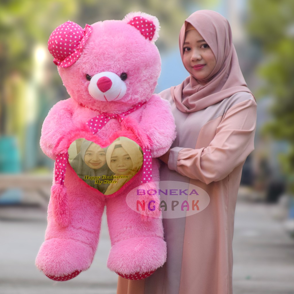 Jual Boneka Teddy Bear Jumbo Topi Syal Cetak Foto | Shopee Indonesia