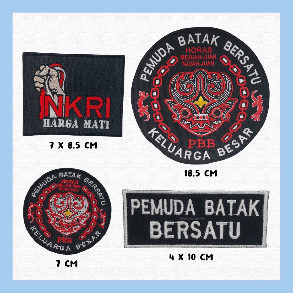 Jual Bordir Logo Keluarga Besar Pemuda Batak Bersatu PBB / NKRI Harga ...