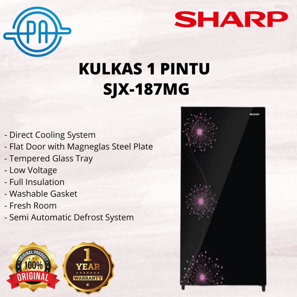 Jual LEMARI ES KULKAS SHARP SJ-X187MG-DP/DB 1 PINTU SJX 187 MG / DP ...