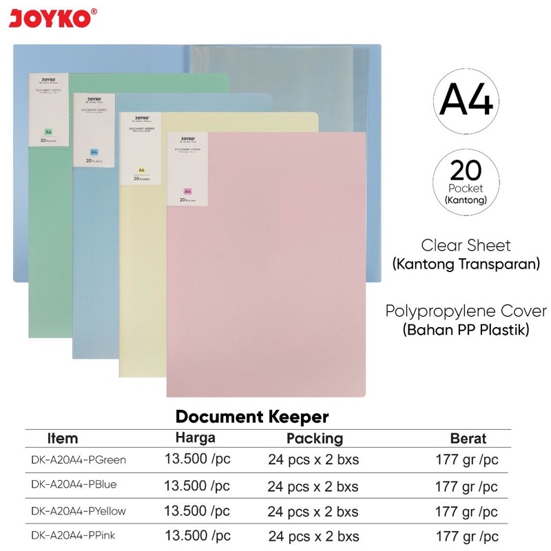 Jual Document Keeper / Clear Holder A4 20 kantong / Map Kantong DK ...