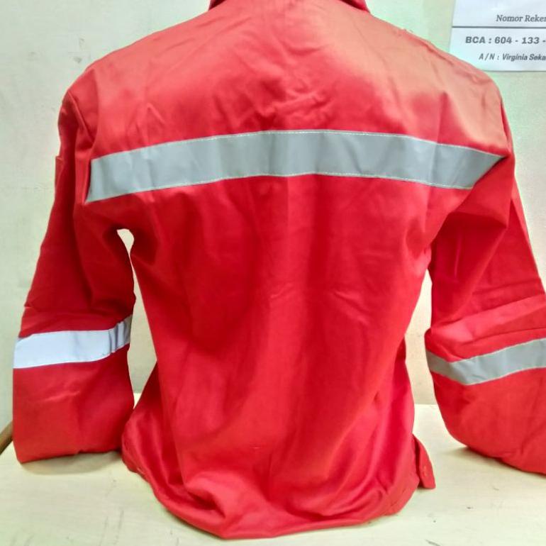 Jual Baju Safety Proyek Lengan Panjang Merah / Kemeja Safety Proyek ...