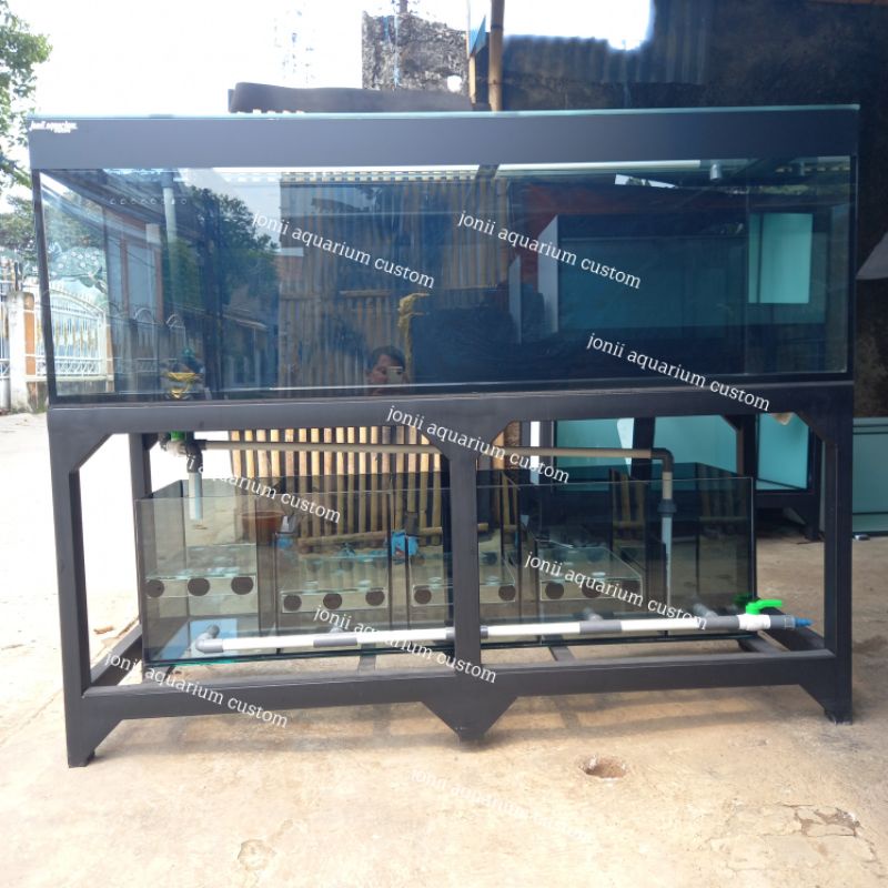 Jual aquarium custom 180x60x60 12/10mm gh set sump system wet dry ...