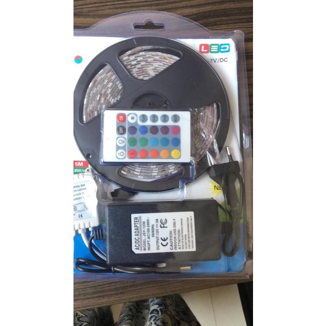 Jual Lampu Led Strip 5050 Rgb Ip45 12V 5M Plus Remote Module 220V ...