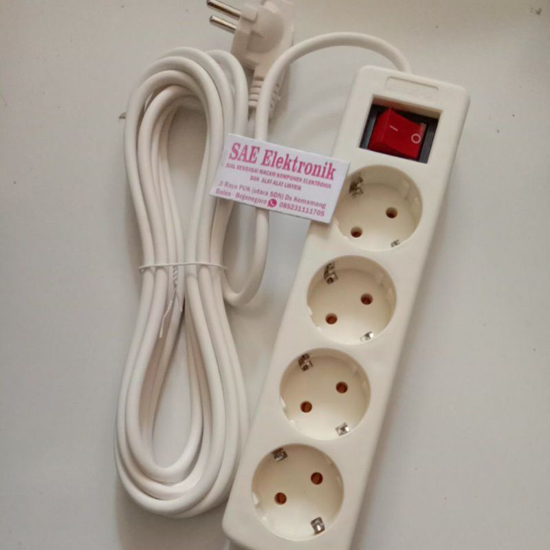 Jual STOPKONTAK ISI 4 LUBANG + KABEL+ SAKLAR (BRIGHT-G) | Shopee Indonesia