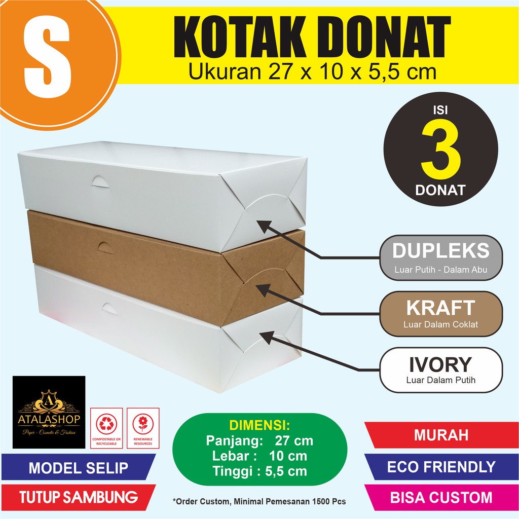 Jual Dus Kotak Brownies / Box Donat Polos Ukuran 27x10x5.5 cm | Shopee ...
