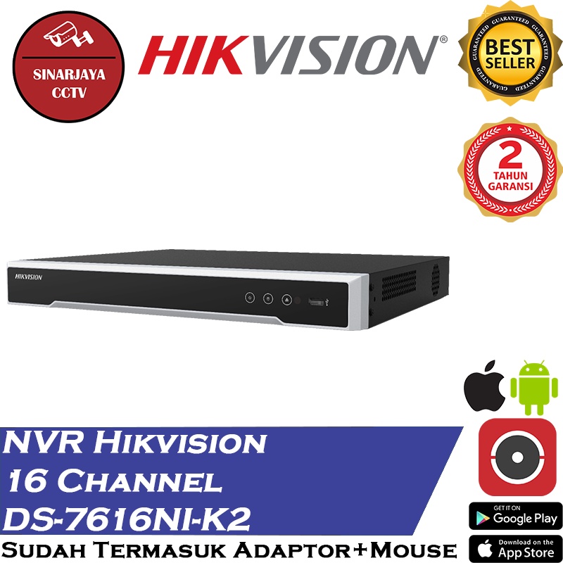 Jual NVR CCTV Hikvision 16 Channel DS-7616NI-K2 Garansi Resmi | Shopee ...