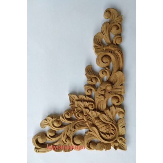Jual Ukiran sudut/ ceplok besar tempel kayu jati/ wood carving | Shopee ...