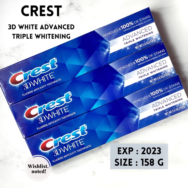 Jual CREST 3D White Advanced Triple Whitening 158 g | Shopee Indonesia