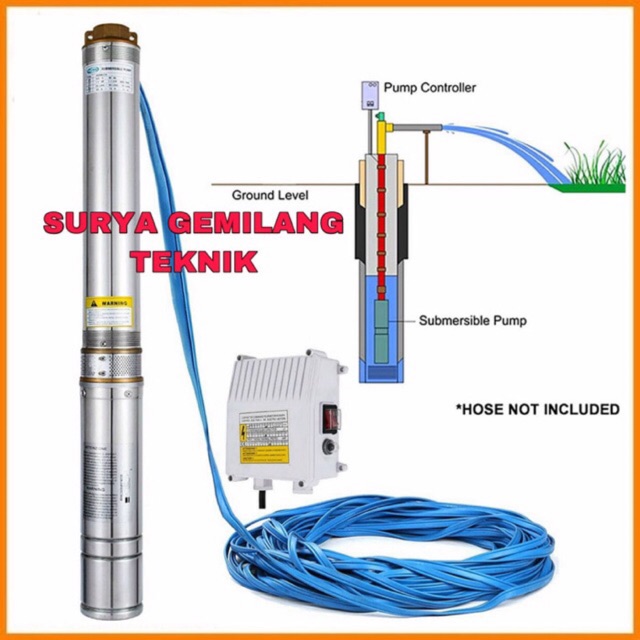 Jual Mesin Pompa Air Submersible 250 Watt + Kabel 40M Pompa Satelit 3in ...