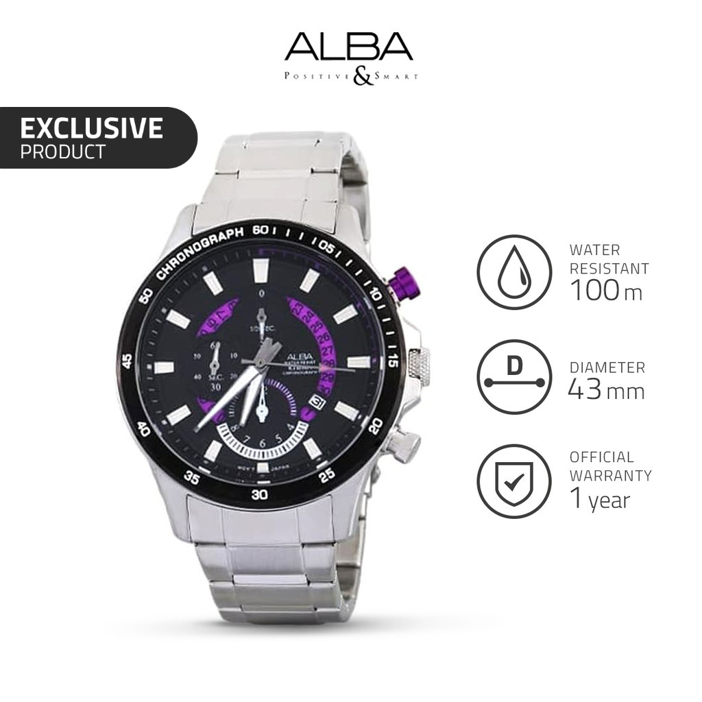 Jual Jam Tangan Stainless Pria Silver Alba AF8S55 Quartz Analog ...